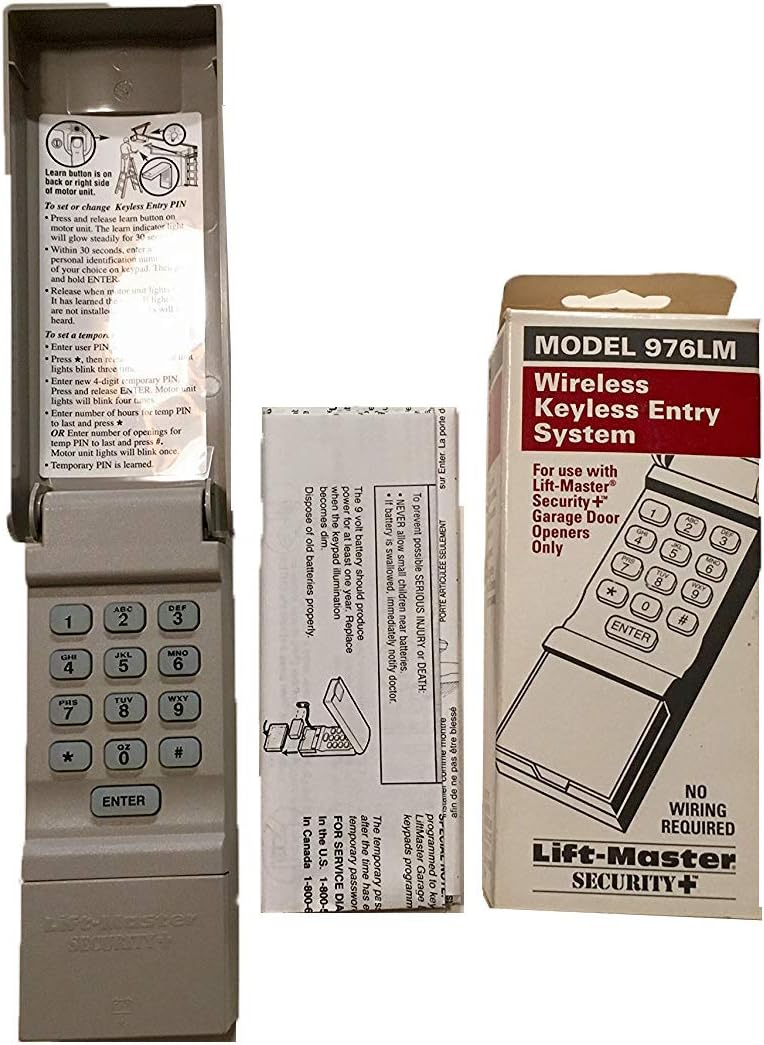 Chamberlain 940CB Keypad Garage Door Opener Remote Wireless Keyless ...