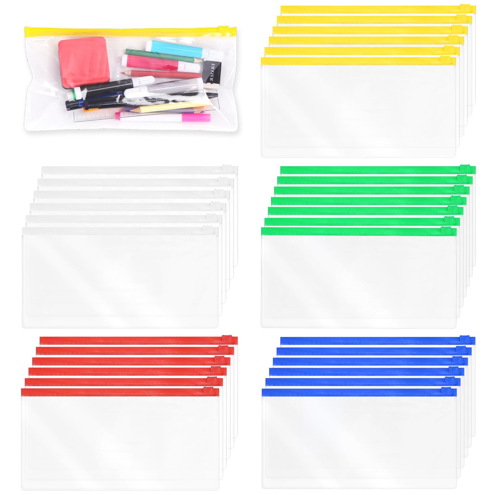 Keadic 30Pcs A6 Plastic Files Zipper Folders with Label Pocket, Small ...