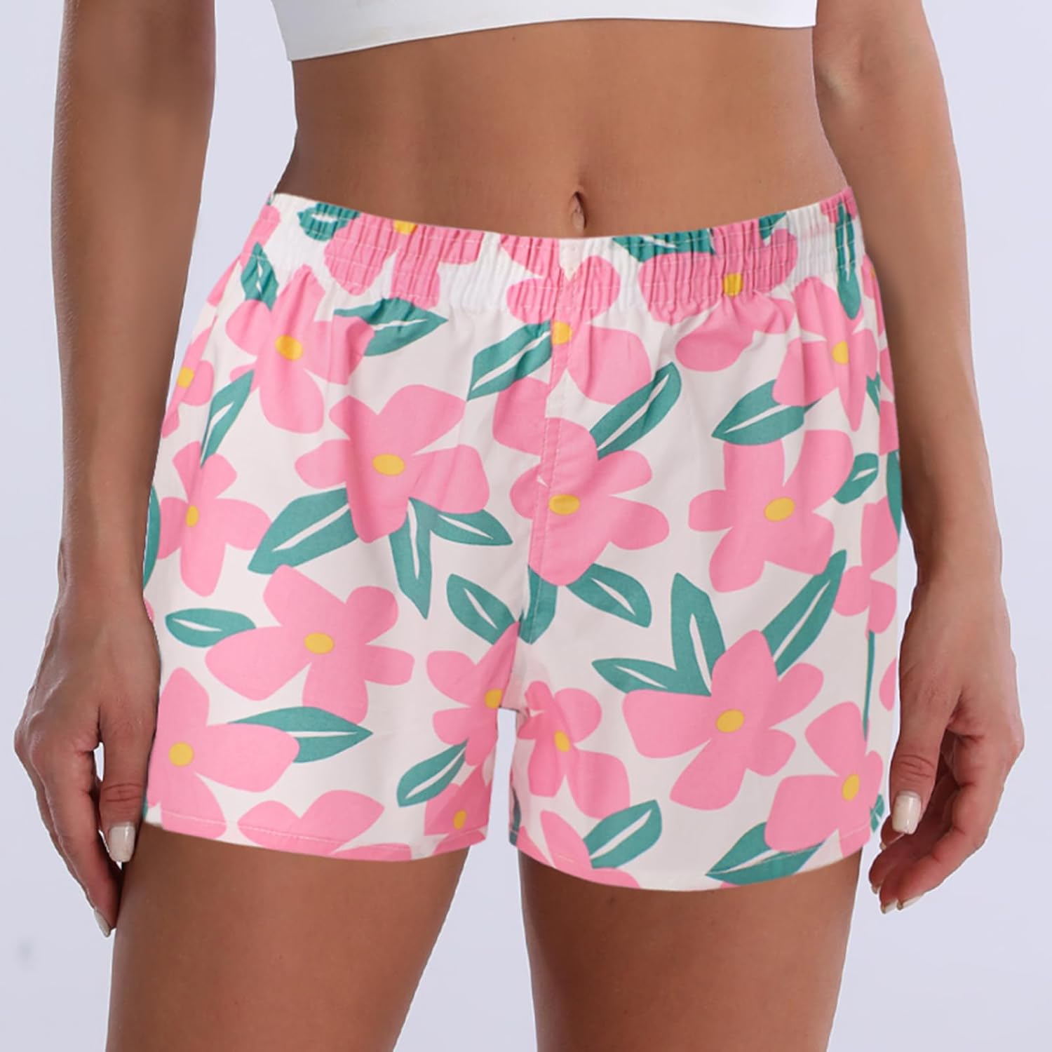 Women Short Boxers Checkered Sleep Shorts Printed Boxers Pj Boxer ...