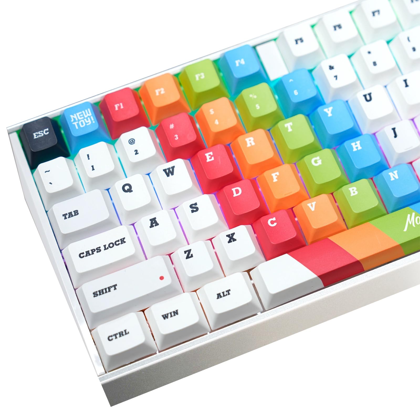 Snapklik.com : Rainbow Theme White Keycaps, Dye Sublimation Cherry ...