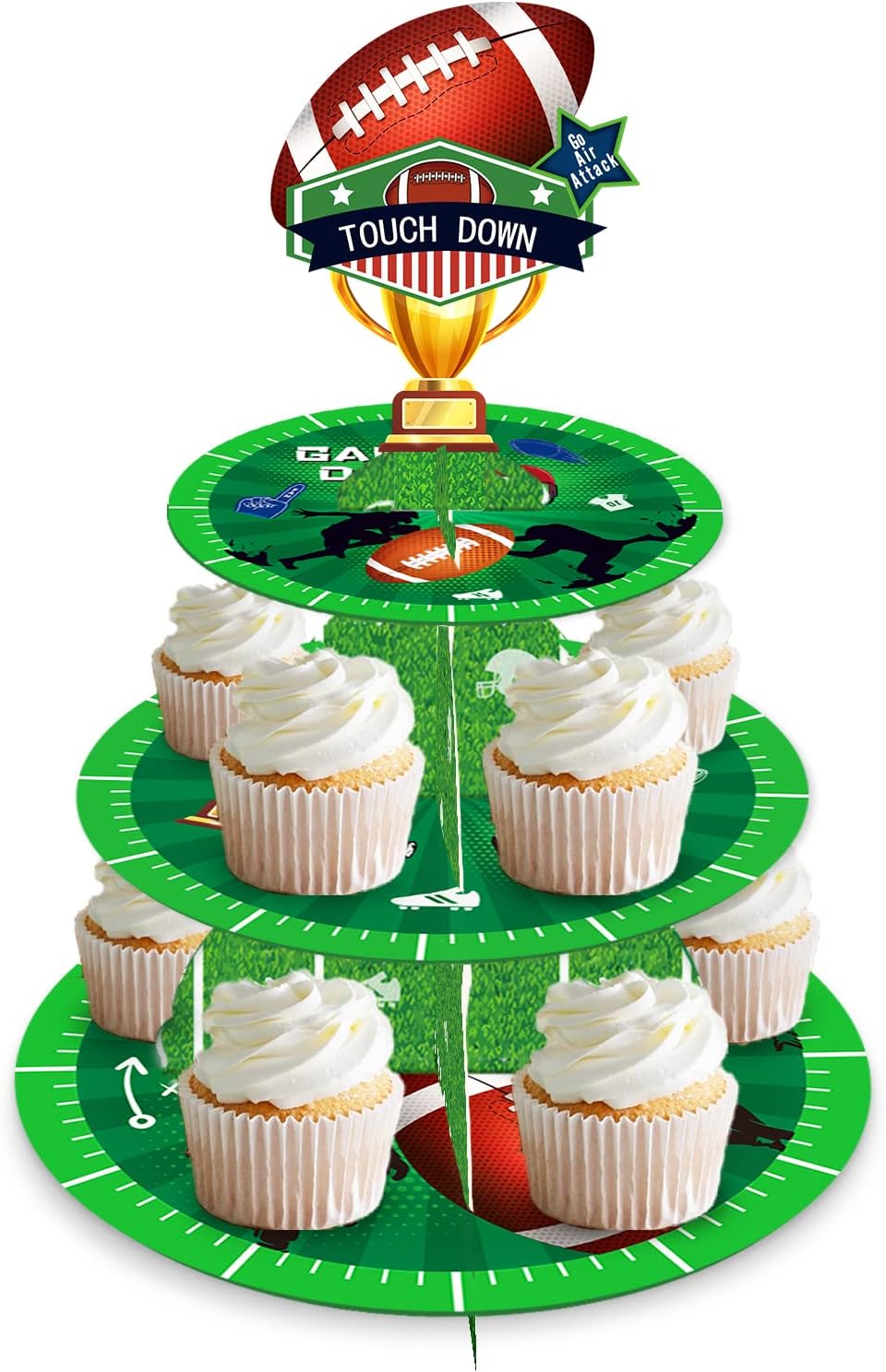 Amazon.com: Football Party Decorations, Cupcake Stand 3 Tier Football ...