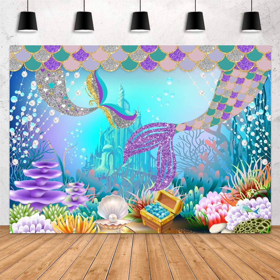 Amazon.com : Aperturee Under The Sea Mermaid Scales Tails Backdrop ...