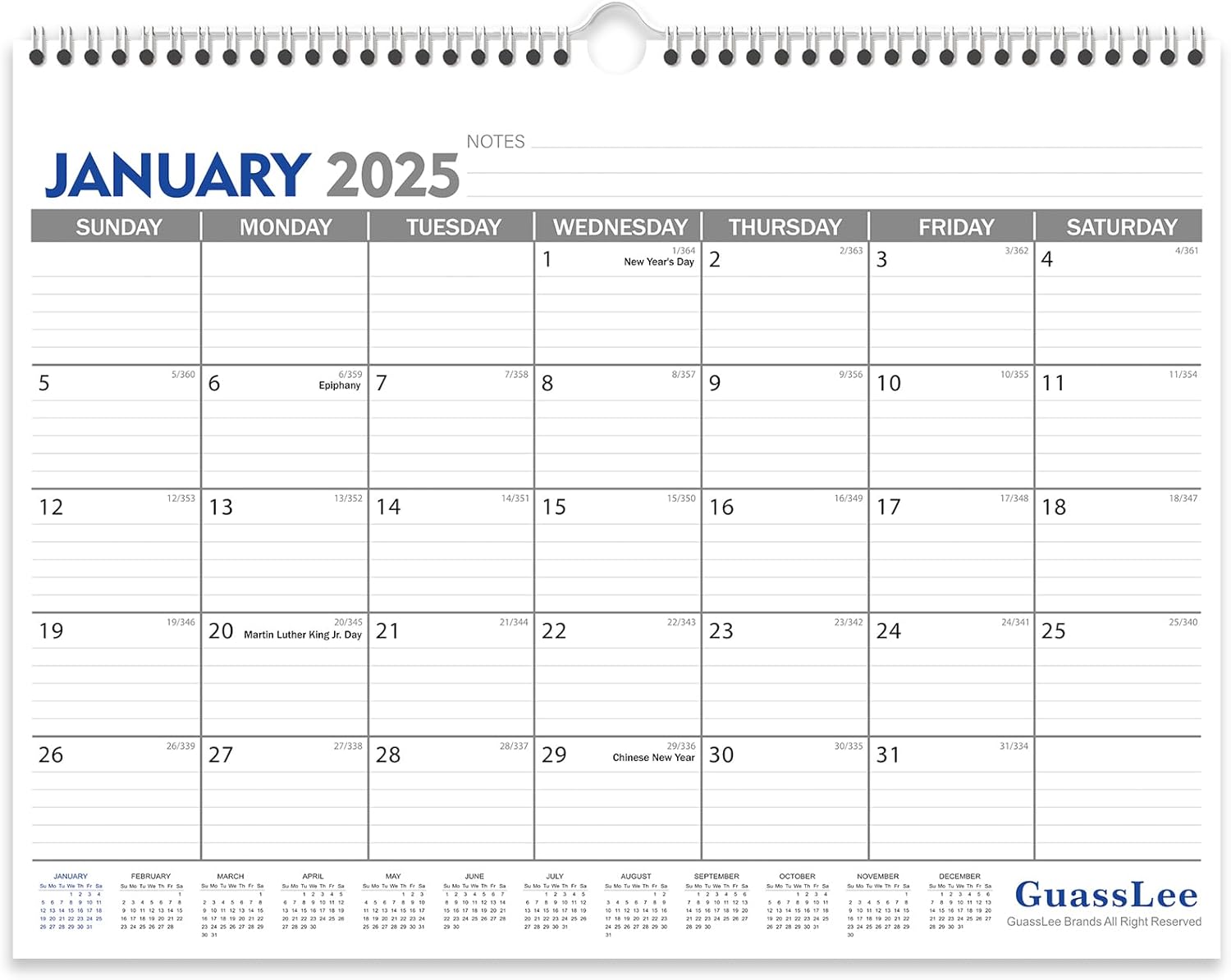 Amazon.com: GuassLee 2025 Wall Calendar - 18 Months Hanging Calendar ...