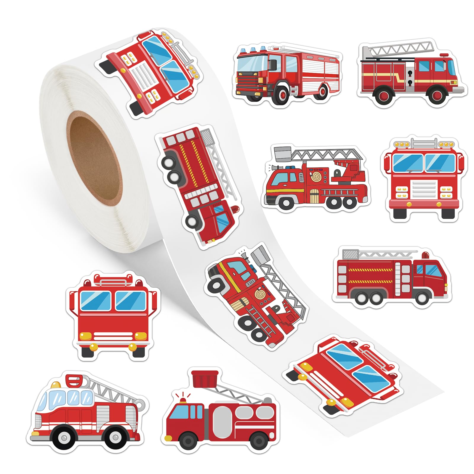 Amazon.com: 500 Pcs Fire Truck Sticker Roll Self-Adhesive Waterproof ...