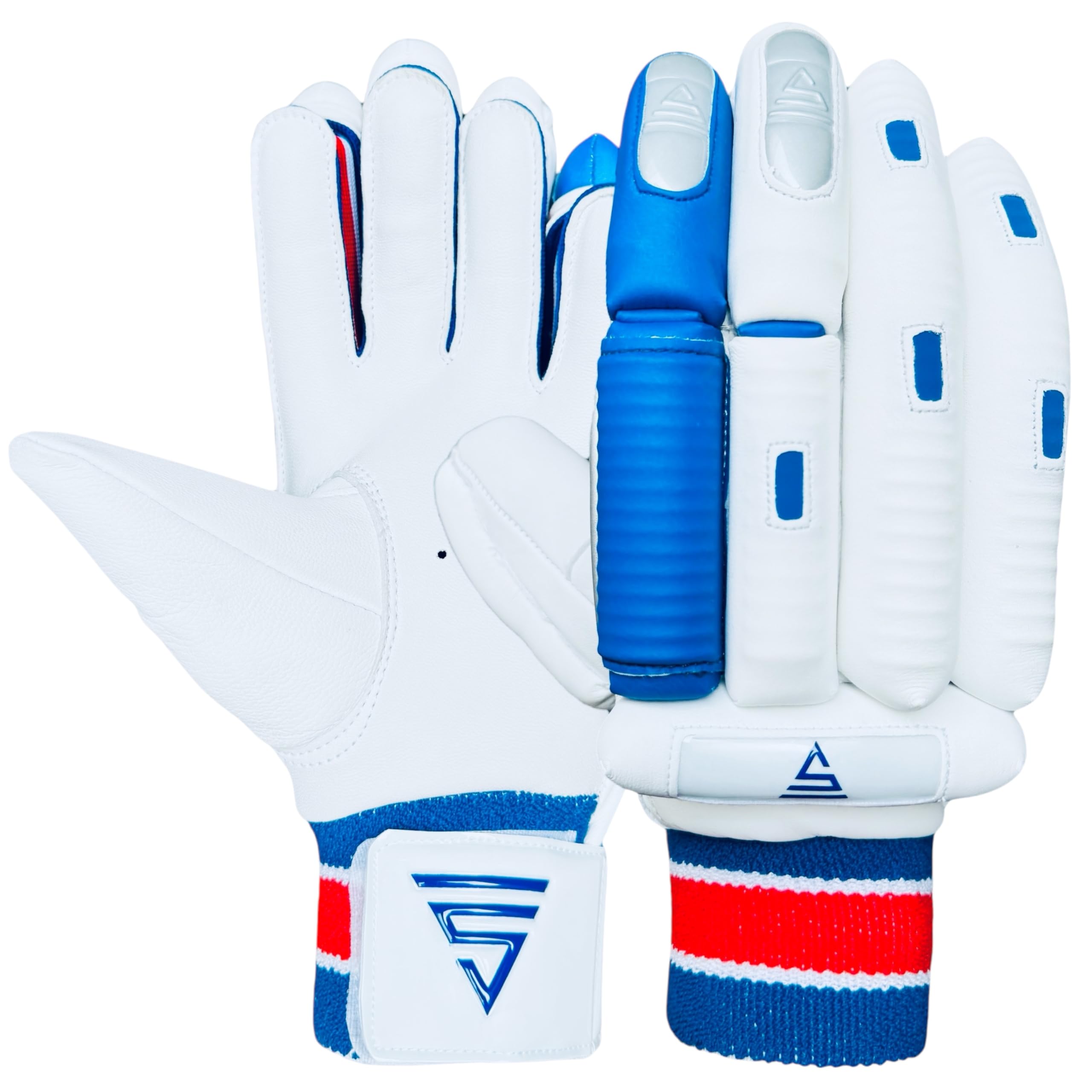 Buy VERSANT Goat Cricket Batting Gloves (White-Blue, Men Size, Right ...