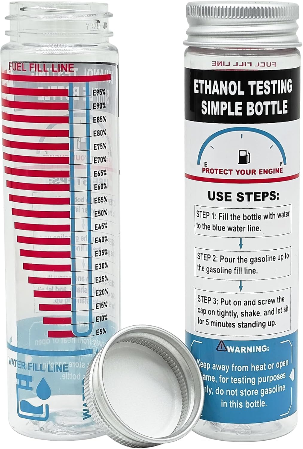 E85 Tester Kit, Reusable Ethanol Test Kit, Wide Mouth Fuel Test Bottle ...