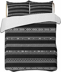 Amazon.com: RisQiten Quilts Queen Size Bedding Set, Black White ...