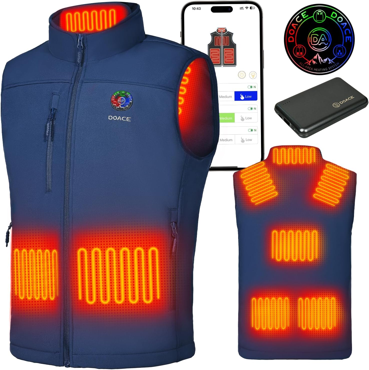 Amazon.com: DOACE AI Heated Vest APP Control with Battery Pack for Men ...