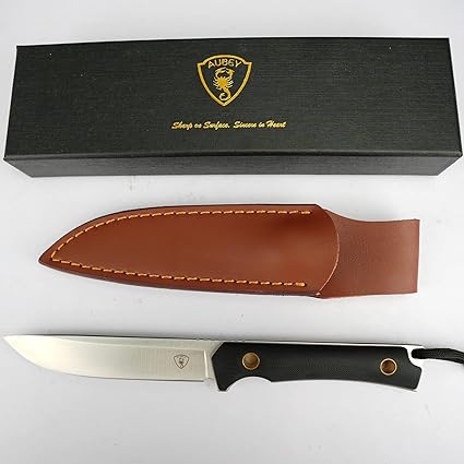 AUBEY Outdoor Messer Feststehend aus D2 Stahl, Full Tang Jagdmesser ...