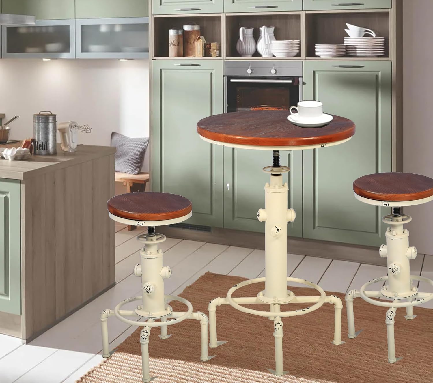 Amazon.com - Topower 3 Piece Pub bar Set Vintage Industrial Round bar ...