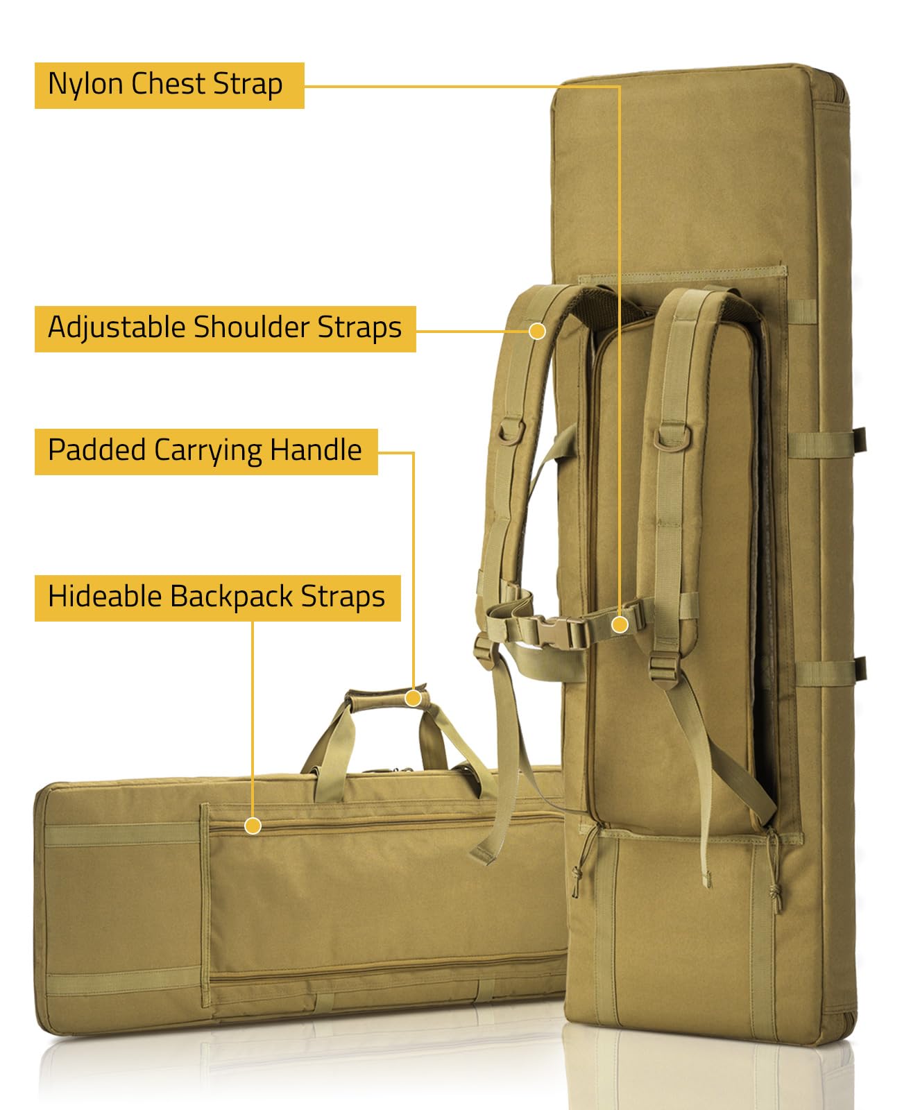 Snapklik.com : CVLIFE 42" Soft Rifle Case Tactical Double Long Gun Bag