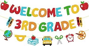 Amazon.com: Welcome to 3rd Grade Banner First Day of 3rd Grade Banner ...