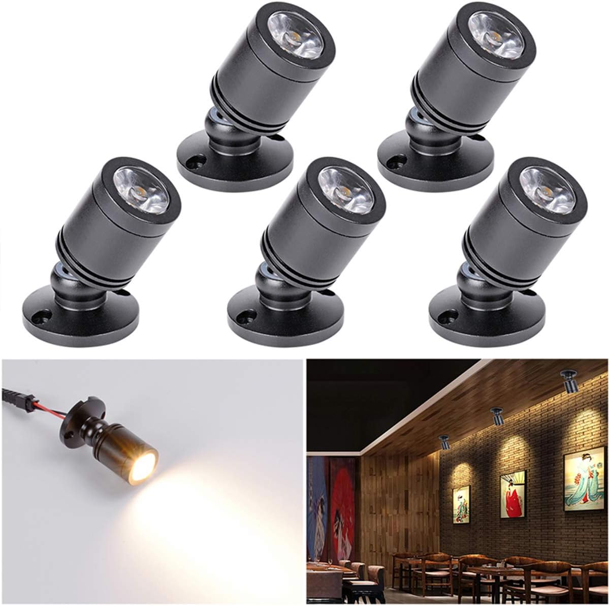 Small Recessed Mini Spotlight 5 Pack, 3W LED Ceiling Spotlight Mini ...