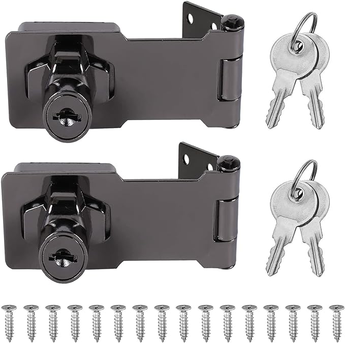 Keyed Hasp Locks, 2 Pcs Knob Locking Hasp, Cabinets Hasp Locks for ...