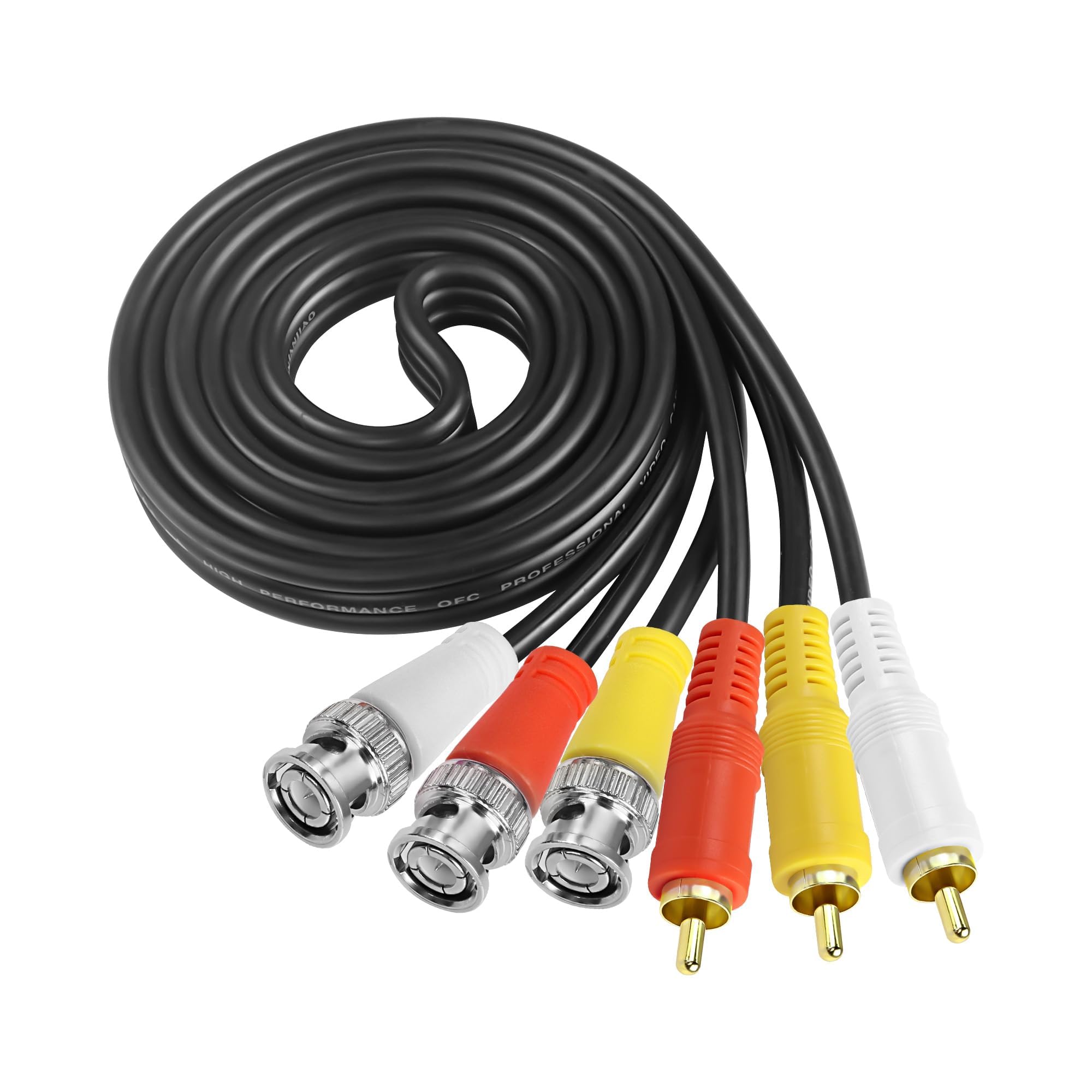 Amazon.com: XMSJSIY BNC to RCA Video Audio Cable Coaxial Cable 3 BNC Male to 3 RCA Male Gold ...