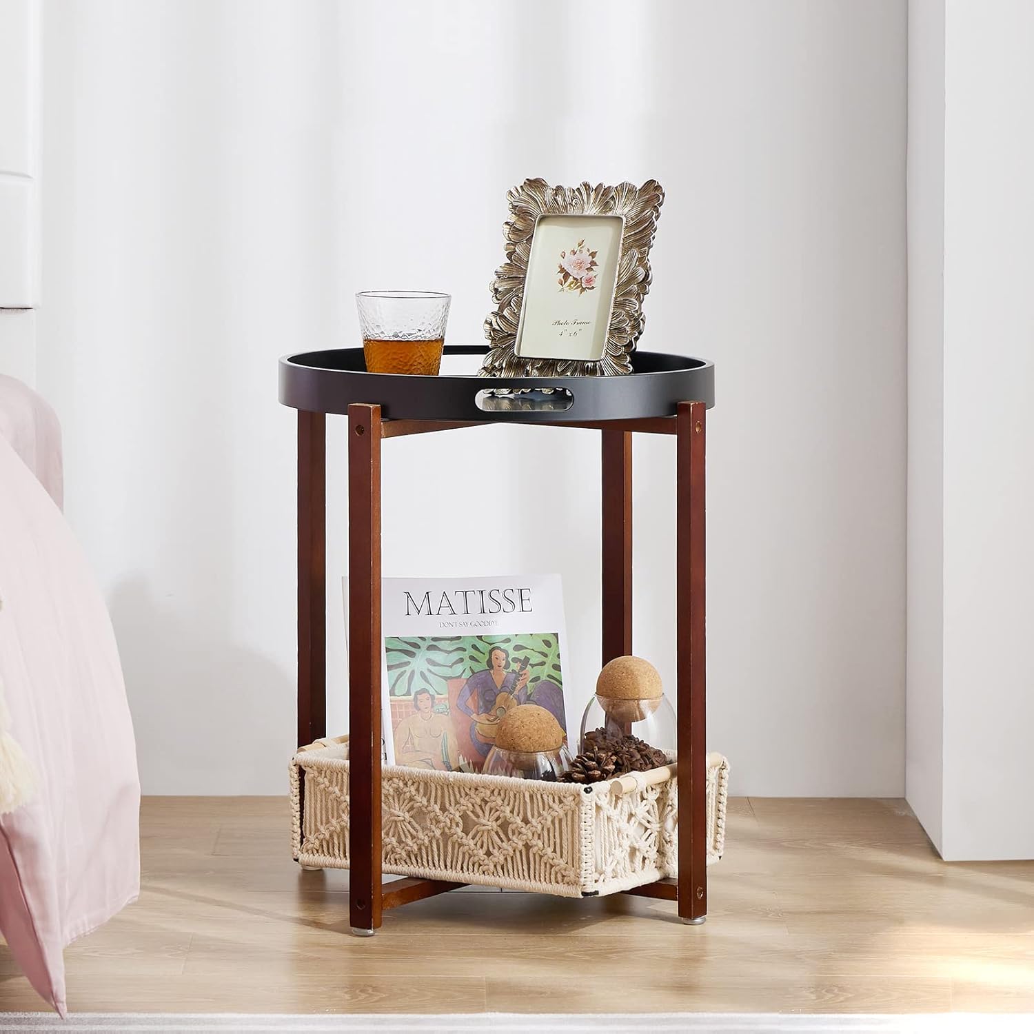 Amazon.com: Apicizon Round Side Table, Small Accent Coffee End Table ...
