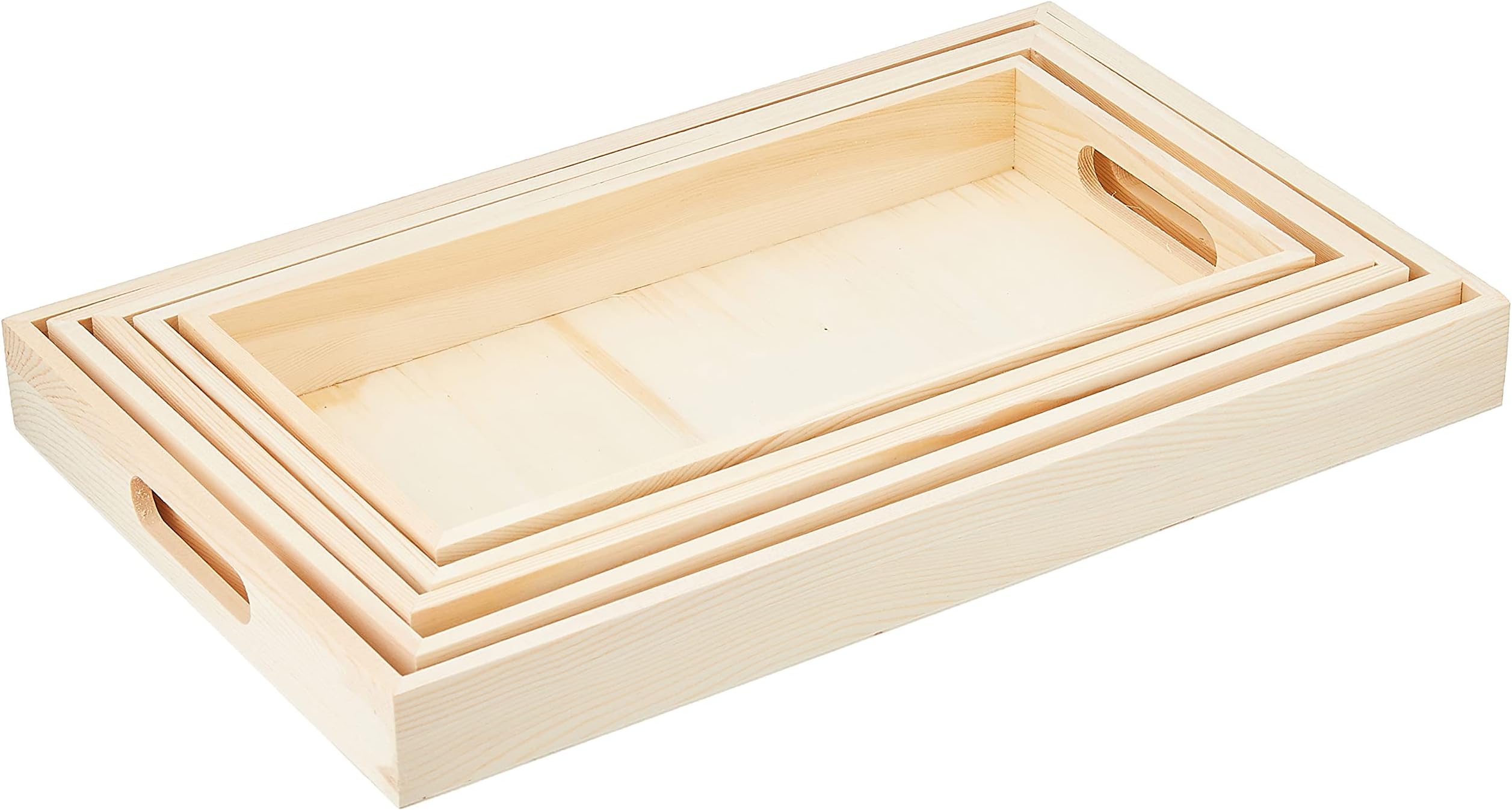 Amazon.com: Craft County Unfinished Wooden Tray with Handles – Organize ...