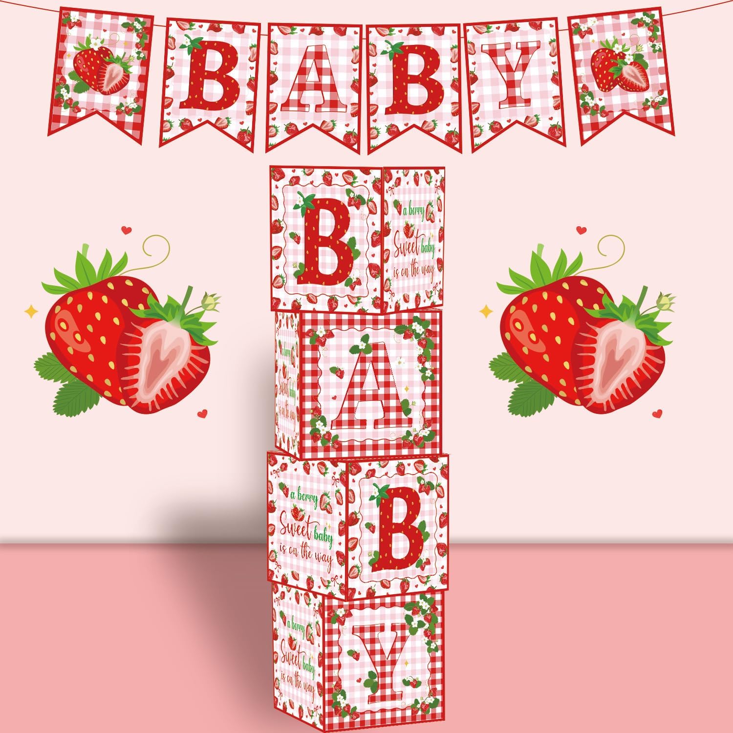 Amazon.com: Gameza Strawberry Baby Shower Decorations Supplies, Berry Sweet Baby Boxes with ...