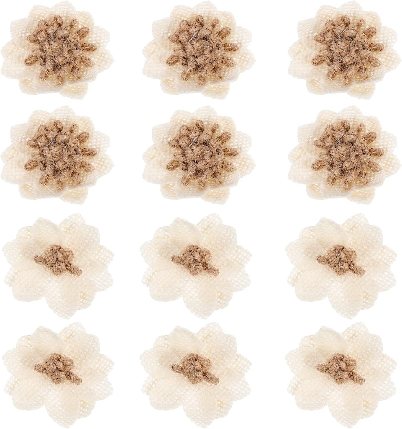 Amazon.com: DECORA 12 Pieces Handmade Burlap Flowers for Wedding ...