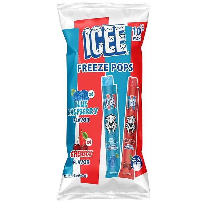 Amazon.com: ICEE Freeze Pops, Blue Raspberry & Cherry Flavor Variety ...