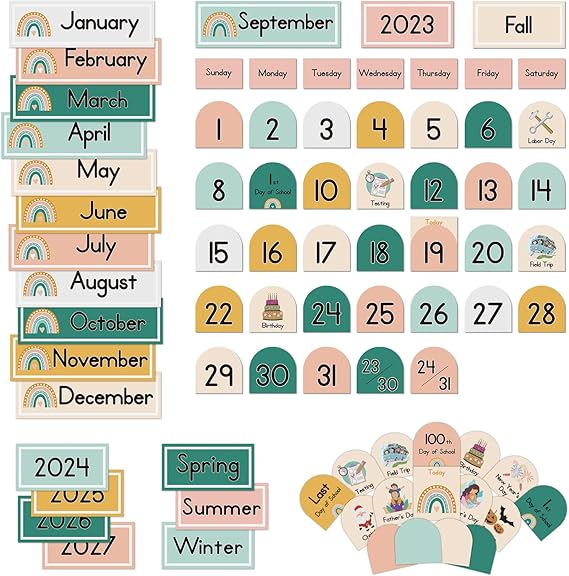Amazon.com: Eamay Boho Calendar Pocket Chart Cards and Classroom ...