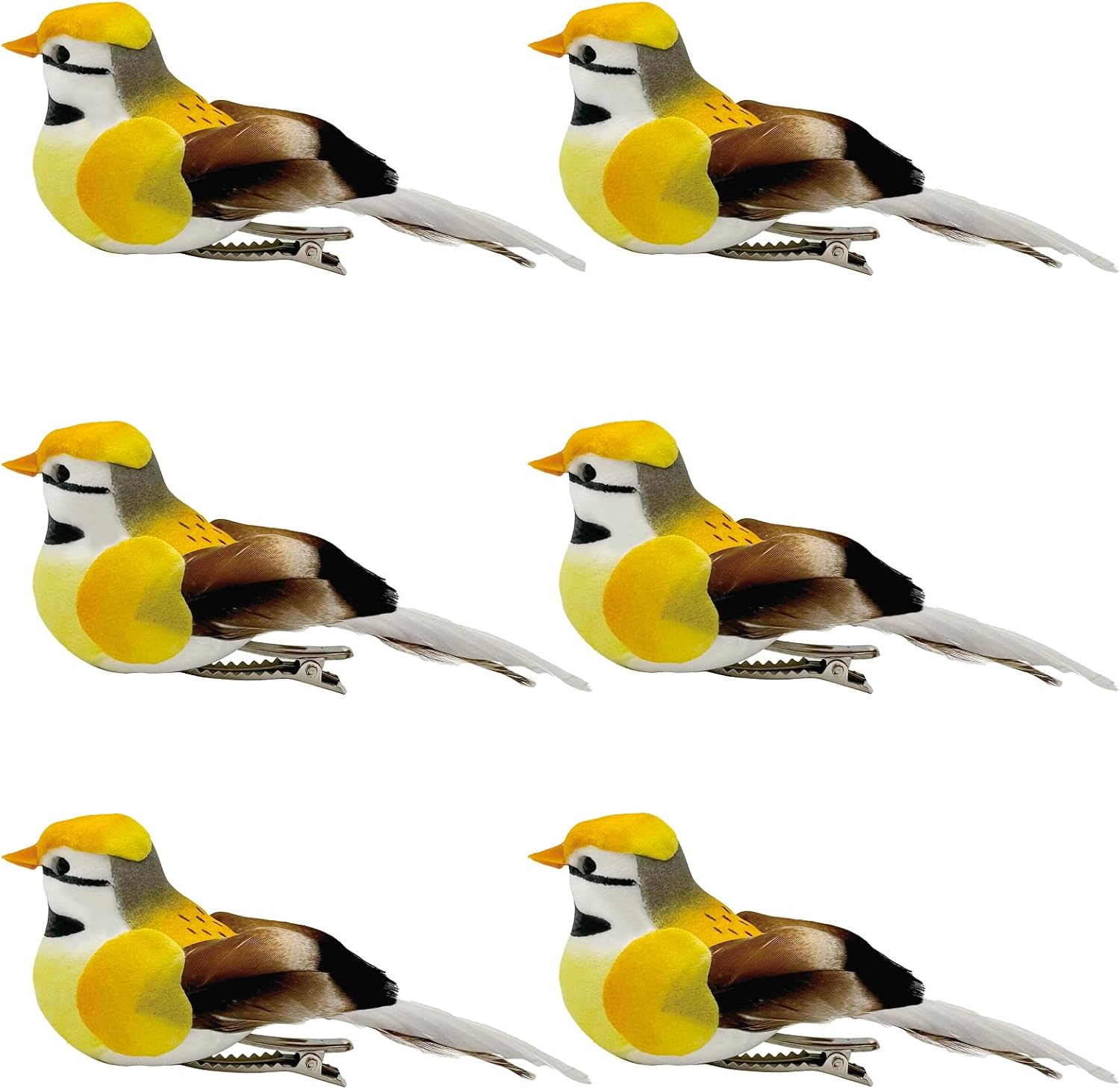Amazon.com: LWINGFLYER 6pcs Clip on Yellow Artificial Birds 4.3 ...