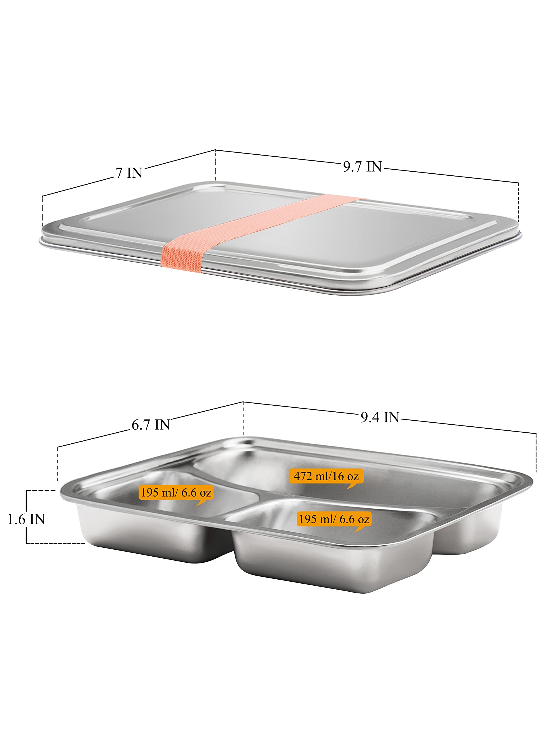 Snapklik.com : VENTION Child Stainless Steel Rectangular Divided Plates ...