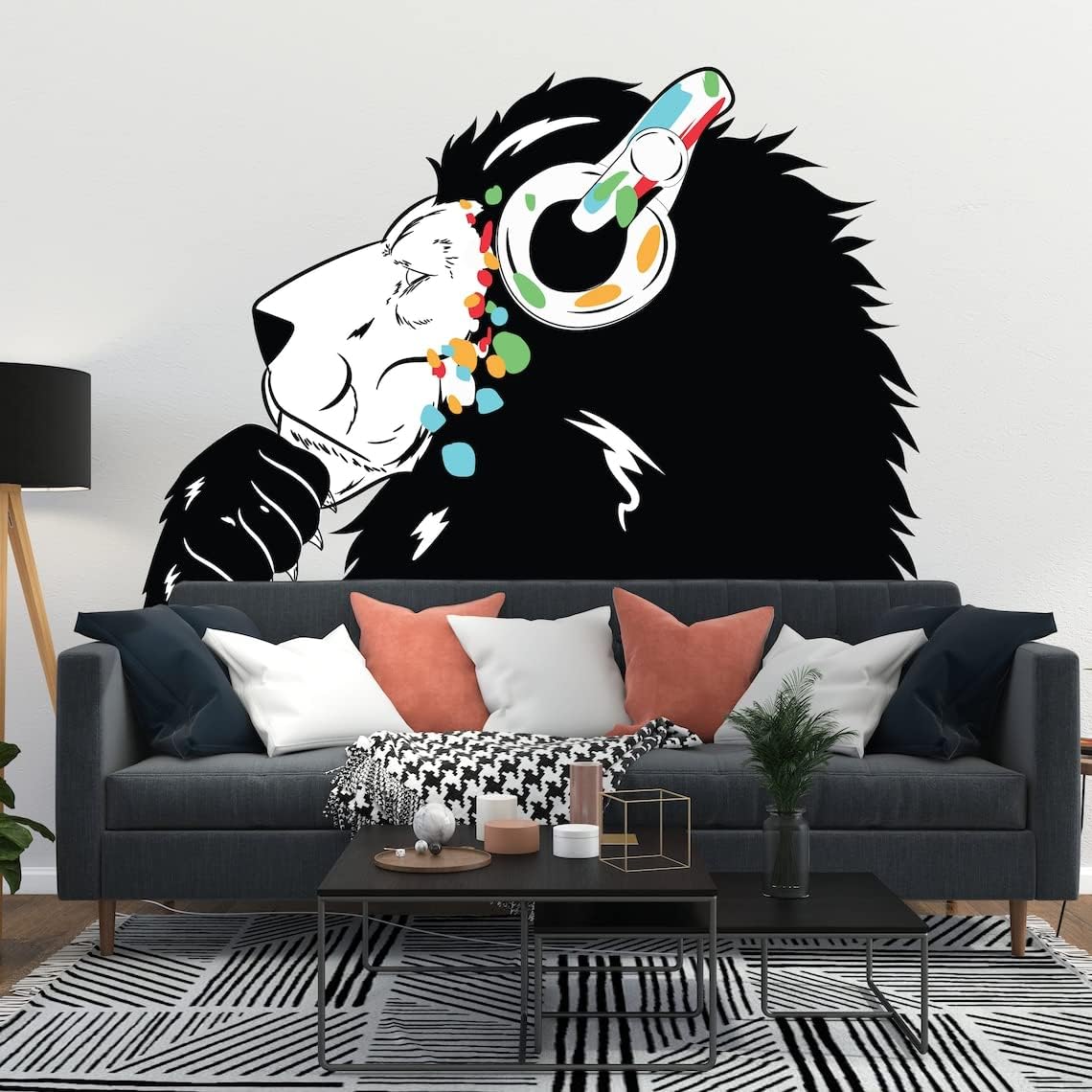 Amazon.com: Lion in Headphones Stickers - Inspired by Banksy Graffiti ...