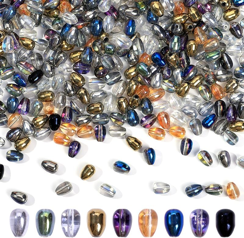 Amazon.com: Honkoolly 200pcs Teardrop Crystal Glass Beads 4x6mm ...