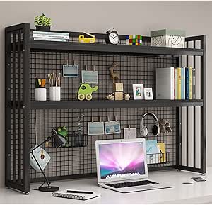 Amazon.com: FPIGSHS Adjustable Desk Bookshelf Organizer Rack, Desktop ...