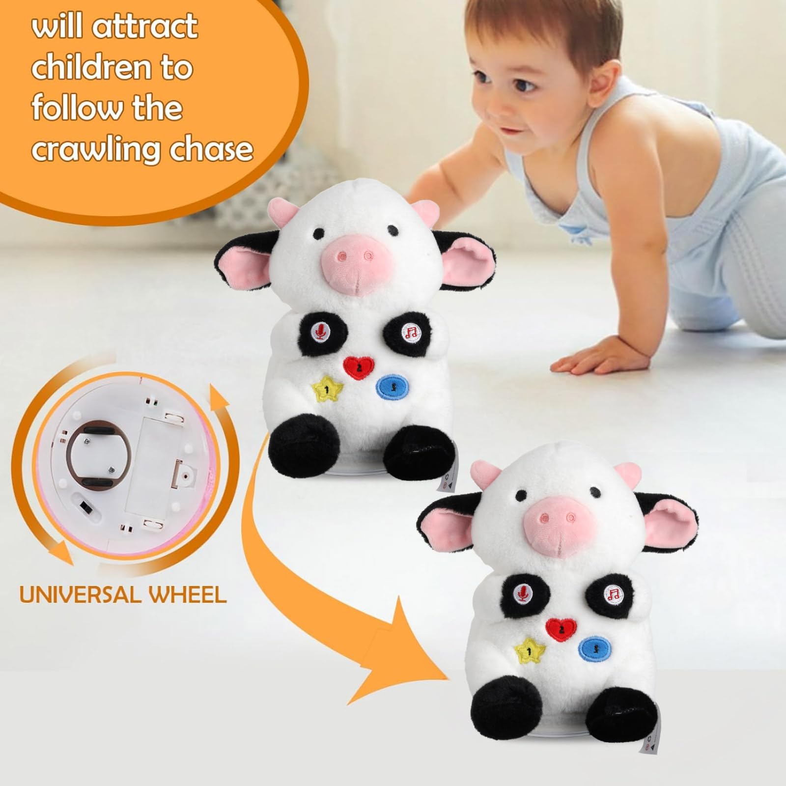 Snapklik.com : Musical Talking Cow Stuffed Animal, Moving Tummy Time ...