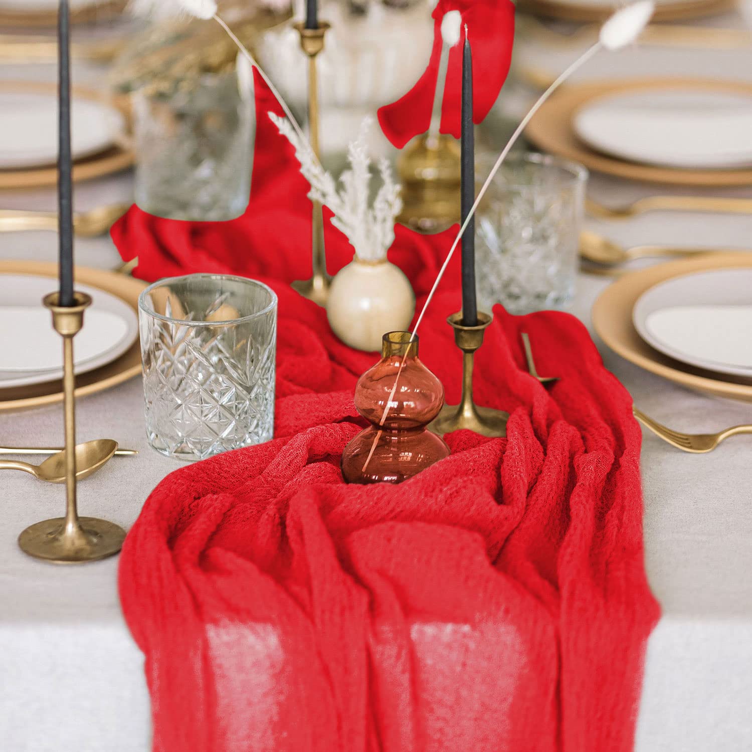Snapklik.com : 6 Pack Red Cheesecloth Table Runner 10FT Long Gauze ...