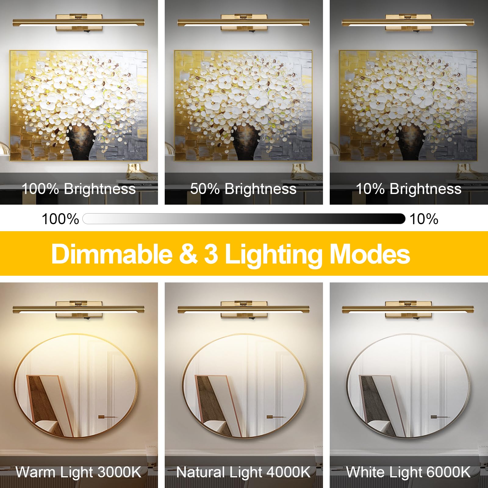 Snapklik.com : Modern LED Picture Light Dimmable 15.75 "Brass Picture ...