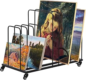 Amazon.com: Tonchean Art Storage Rack with Wheels, Rolling Metal Canvas ...