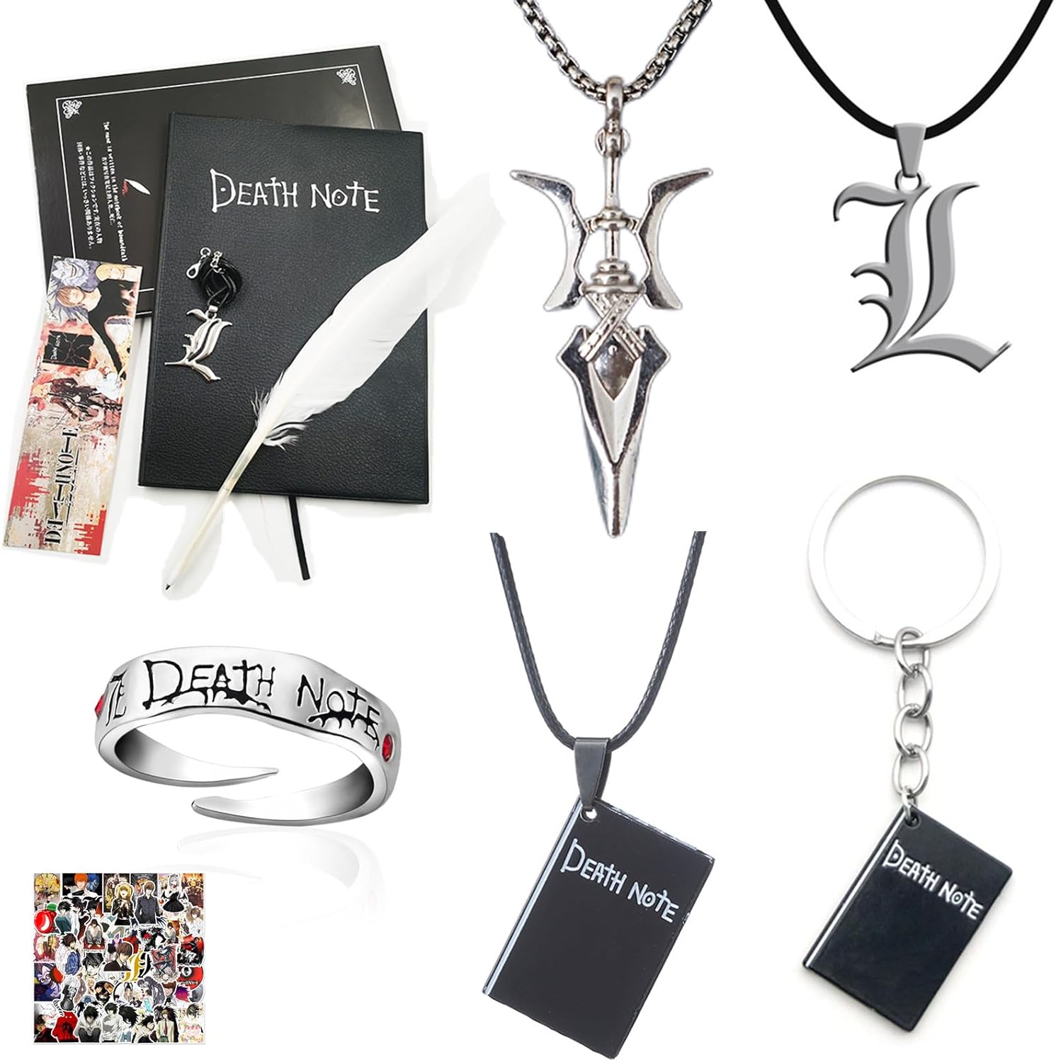 XHBTS 57 Set Anime Death Notebook and Feather Pen Death Ring L Necklace ...