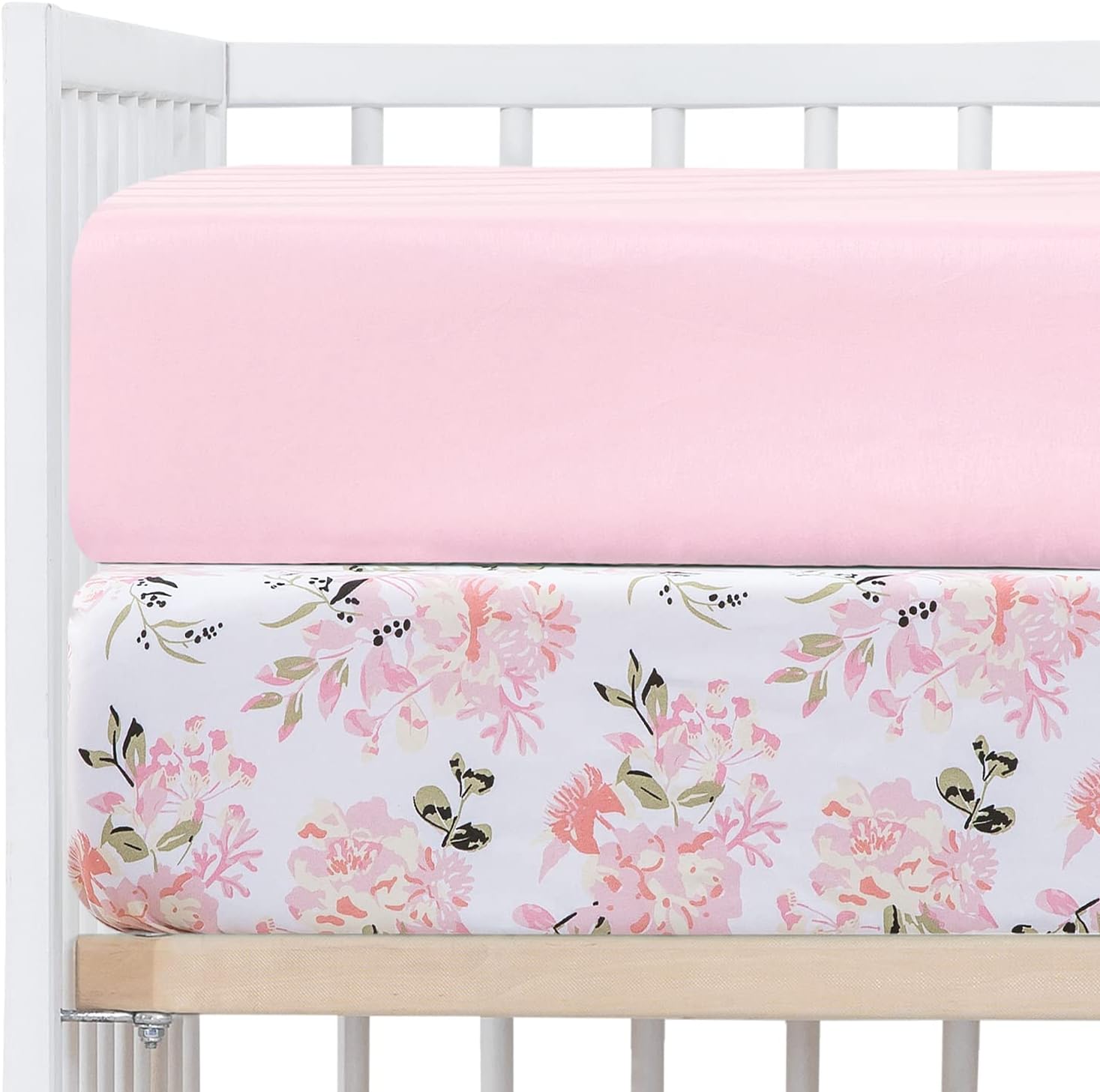 Amazon.com: Peryiter 4 Pack Crib Sheets Pink Plaid Nursery Sheets for ...
