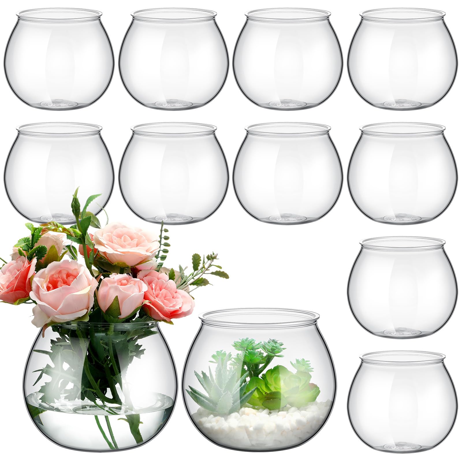 Amazon.com: FoldTier 12 Pcs Fish Bowls for Centerpieces 27 oz Plastic ...