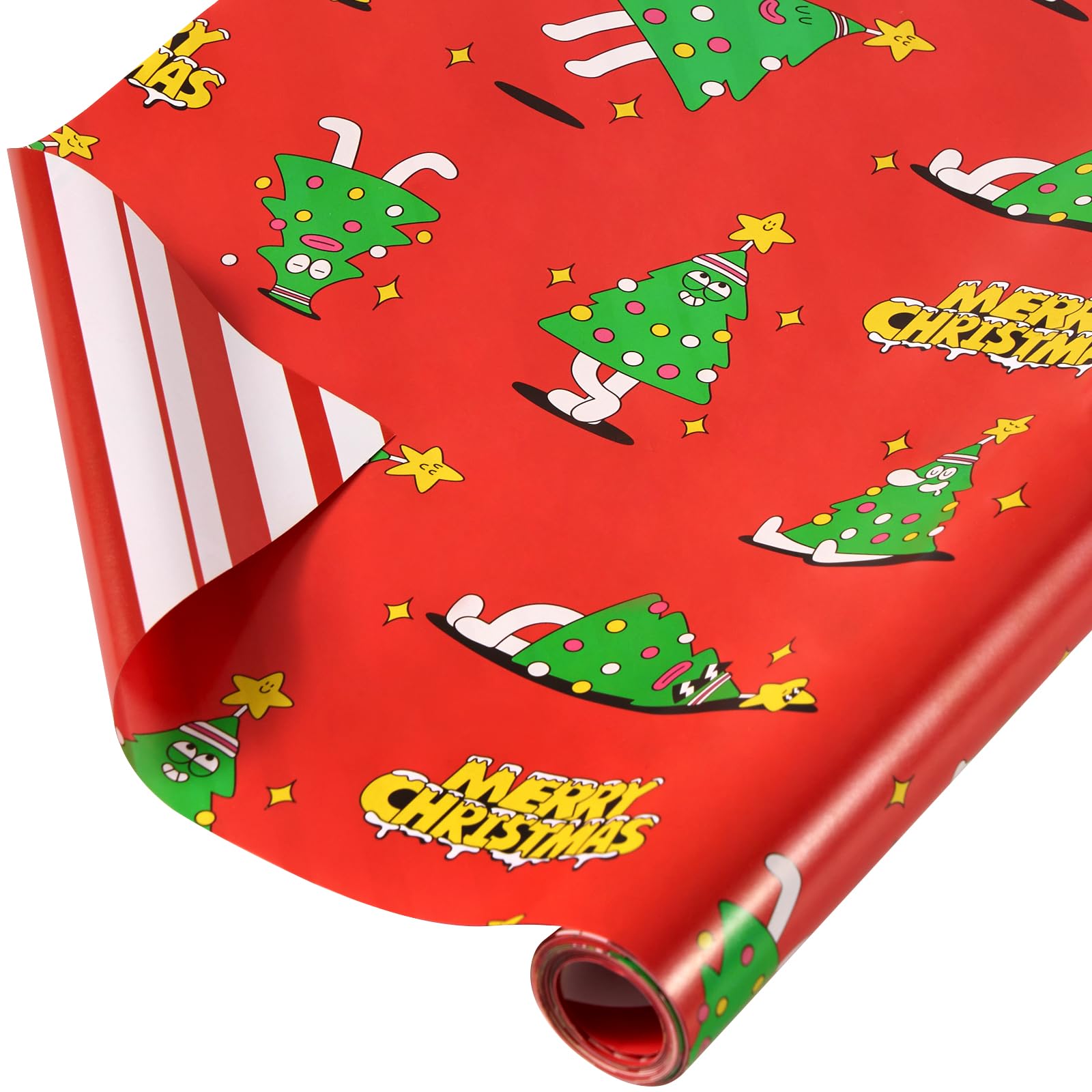 Amazon.com: EWES Red Christmas Wrapping Paper Rolls Funny Tree For Kids ...