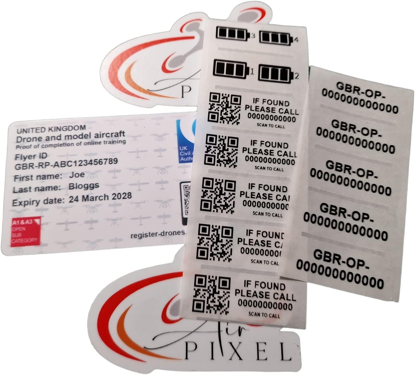 AirPixel Drone ID Card | x12 Operator ID Stickers | Bundle : Amazon.co ...