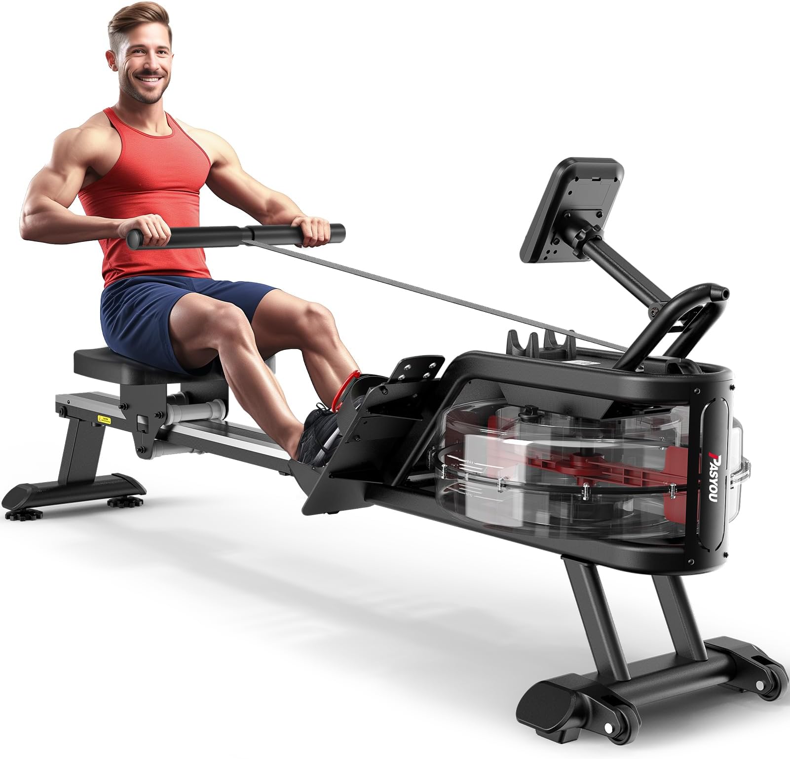 PASYOU Rowing Machine, Water Rowing Machines for Home Use 350LB Weight ...