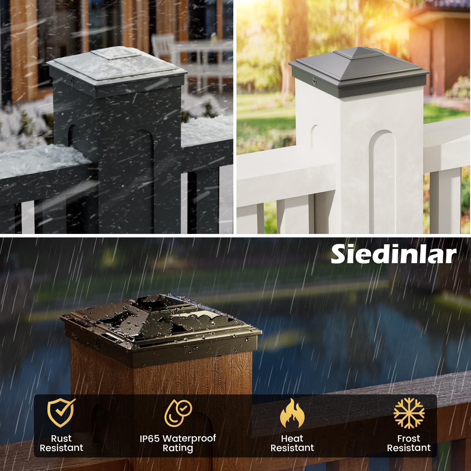 Snapklik.com : SIEDiNLAR 5x5 Pyramid Post Caps Outdoor Waterproof 5X5 ...