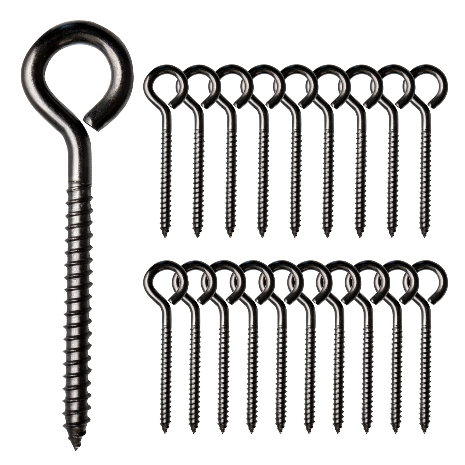 Snapklik.com : 20 Pack Black Eye Hooks Screw 3.3 Inch Stainless Steel ...