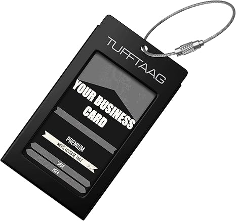 Luggage Tags TUFFTAAG for Business Cards, Metal Suitcase Labels, Travel ...
