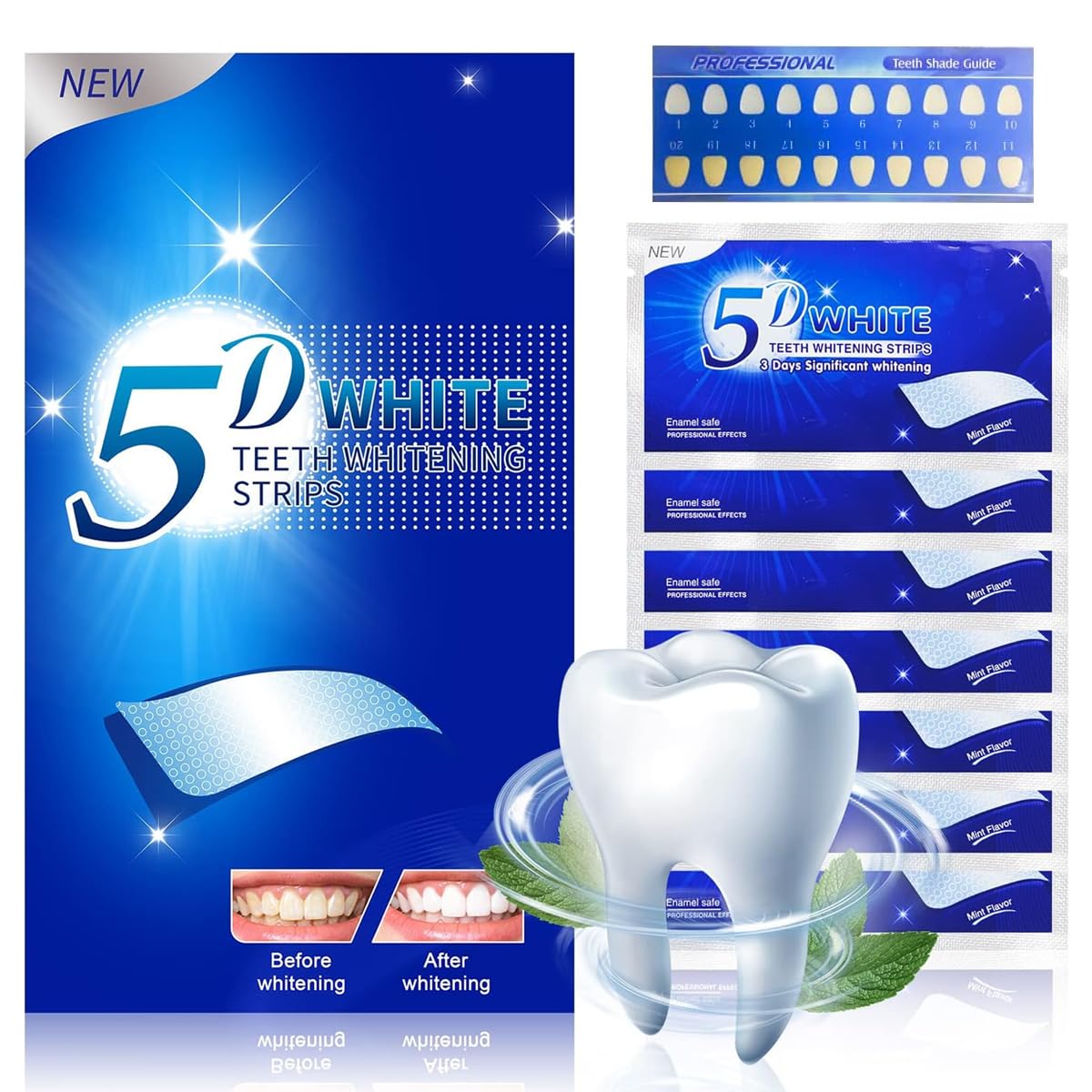 HANNEA® 14 Pairs Teeth Whitening Strip 5D Shimmer White Tooth Stickers ...