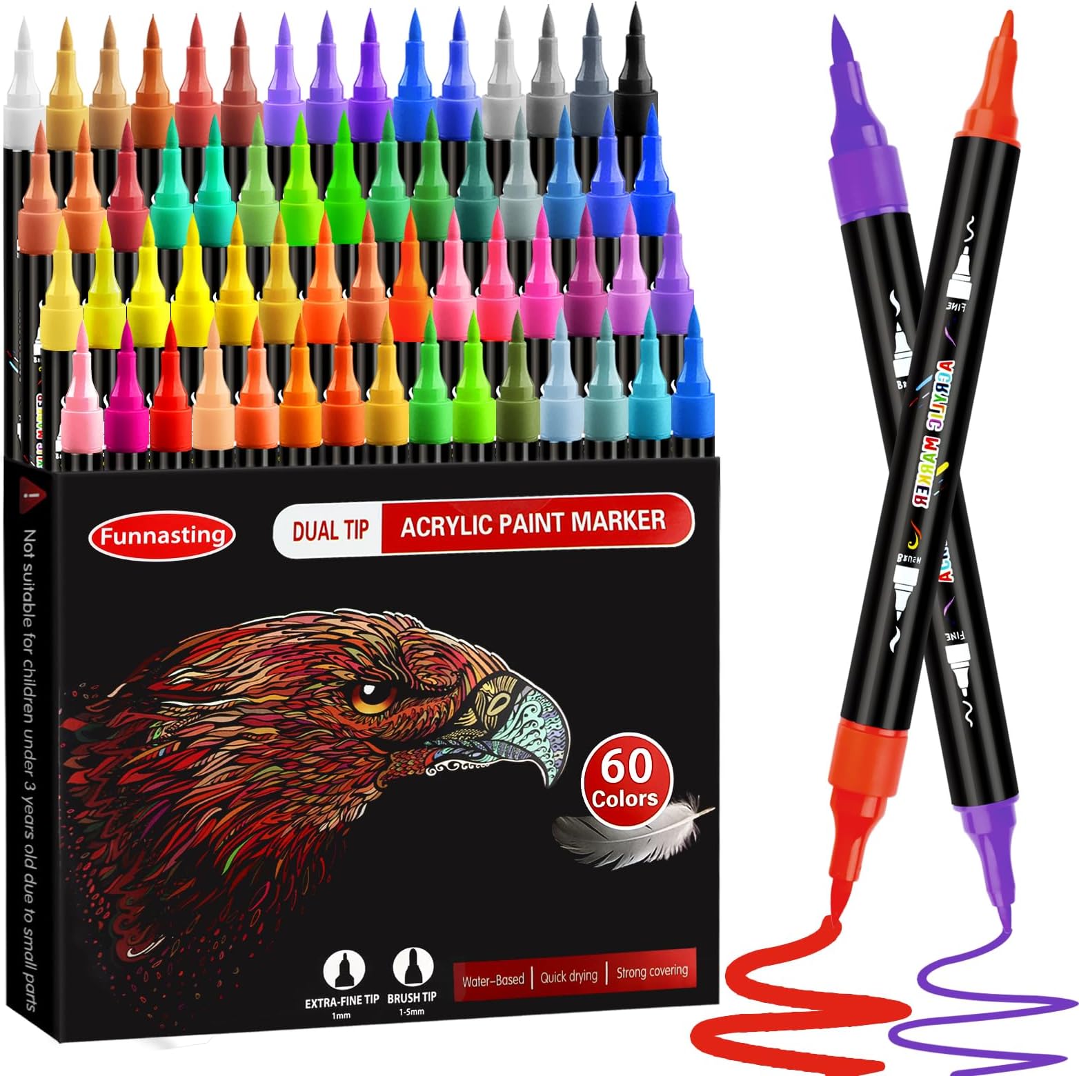 Amazon.com: Mogyann Acrylic Paint Pens, 24 Colors Dual Tip Paint ...