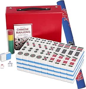 Amazon.com: GUSTARIA Chinese Mahjong Set with Mahjong Mat, 1.6" Durable ...