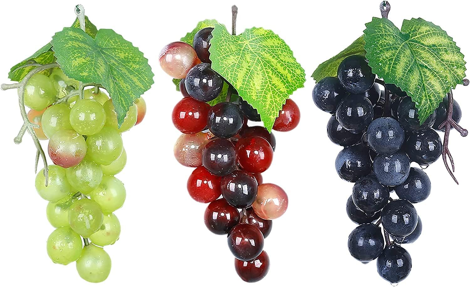 Woohome 15 Pack Simulation Grapes Bunches Artificial Grapes Set ...