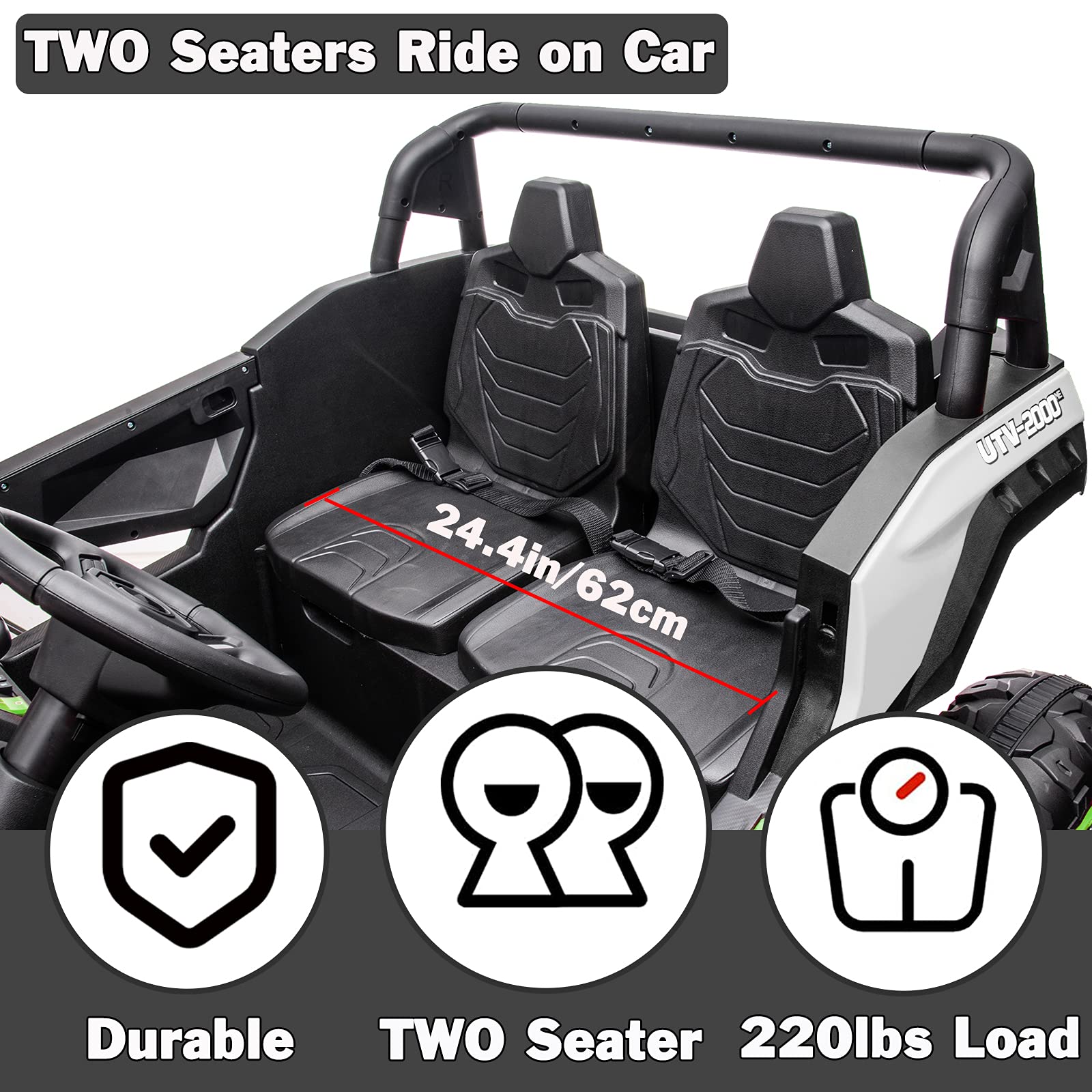 NEWQIDA 24V 4x4 Ride On Buggy UTV 2 Seater Ride On Truck with Power ...