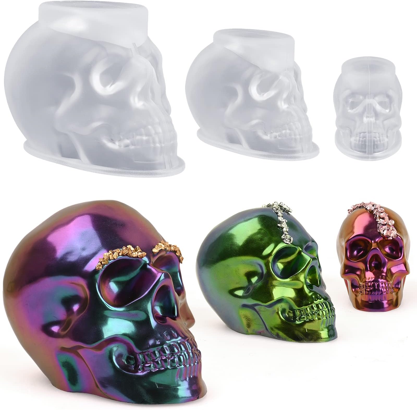 Amazon.com: 8 Cavity Sugar Skull Silicone Epoxy Resin Molds, Small ...