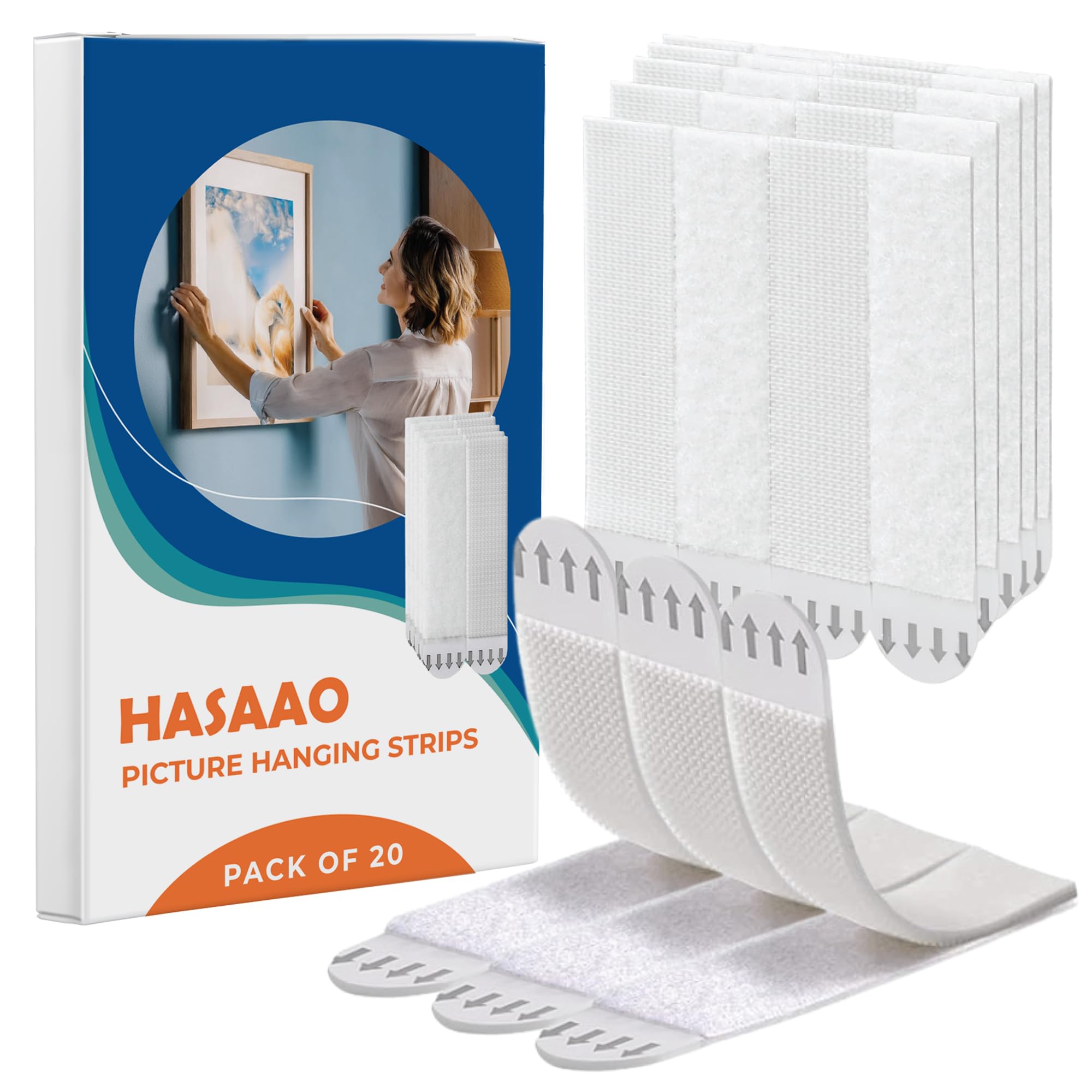 Large Picture Hanging Strips Heavy Duty - 20 Pairs (40 Strips), Wall ...